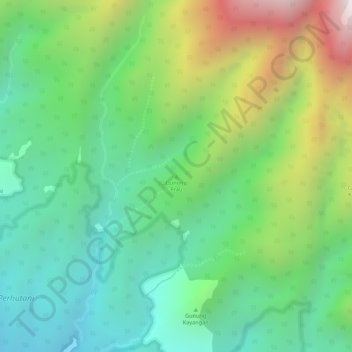 Mapa topográfico Gunung Prau, altitud, relieve