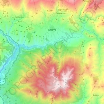 Mapa topográfico Órgiva, altitud, relieve